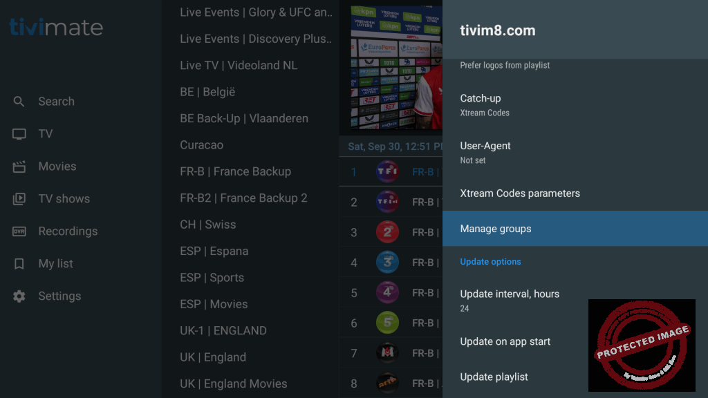 Hide groups and countries from the list of TiviMate’s EPG (TV guide) – tivimatenederland.com